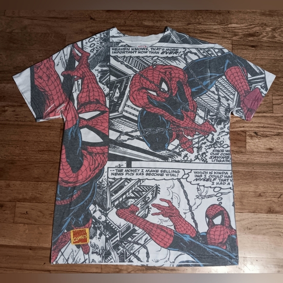 Marvel | Shirts | Spiderman Shirt Movie Cartoon Tv Marvel All Over ...